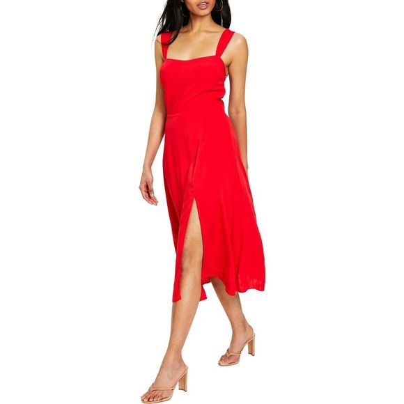 Lucy Paris | Dresses | Lucy Paris Womens Red Side Slit Calf Sleeveless ...